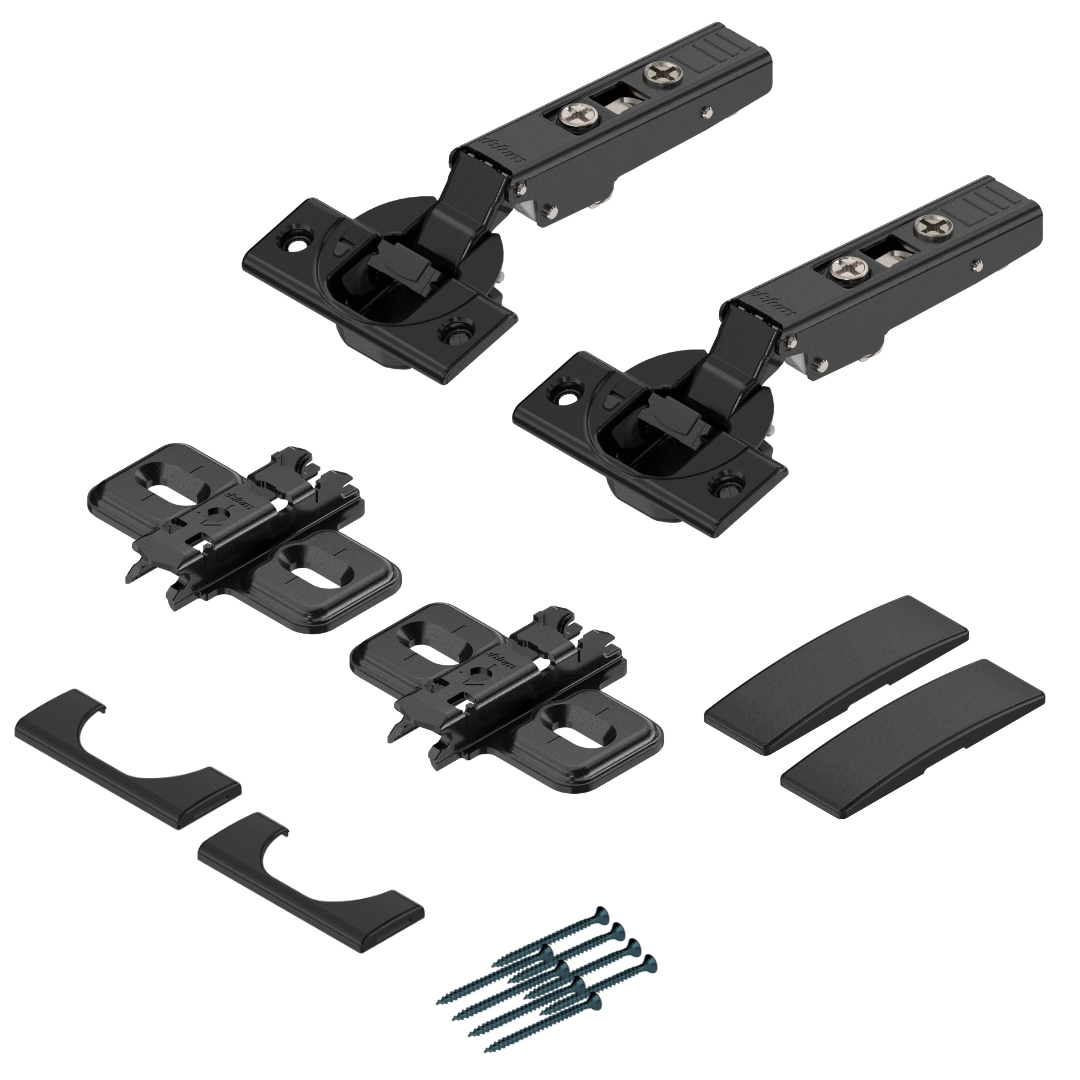 Blum Soft Close 110° Overlay Hinge Pack - One Pair in Onyx Black – Blum ...
